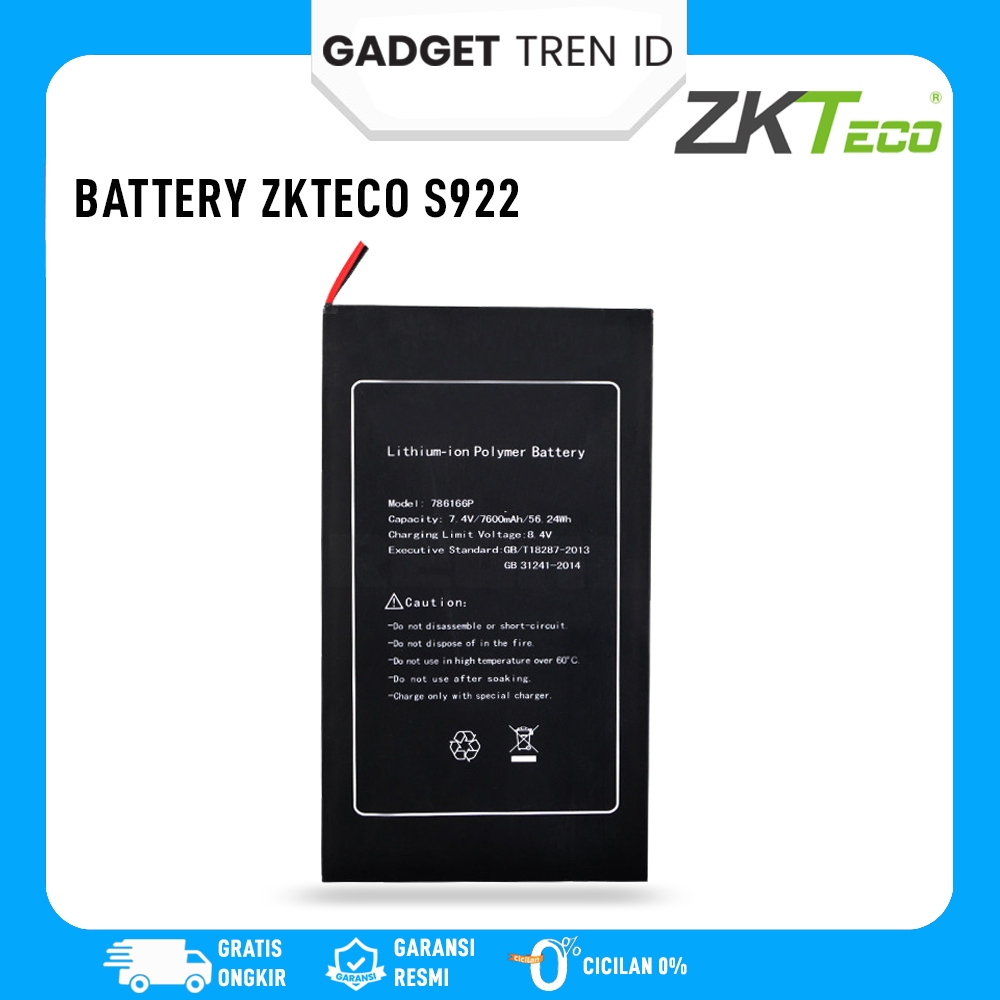 Jual Baterai Mesin Absensi ZKTeco S922 | Battery ZKTeco S922 7600mAh ...