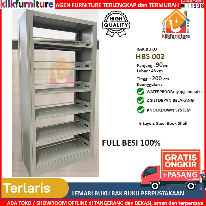 Jual Rak Buku Perpustakaan Besi Library Book Rack 2 Sisi HBS002 ...