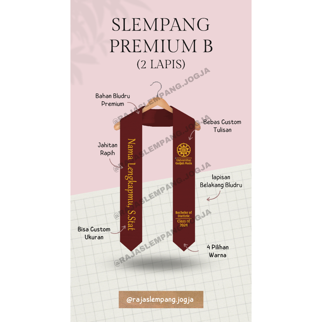 Jual Selempang Wisuda Leher Bludru Premium / Graduation Sash - DESAIN ...