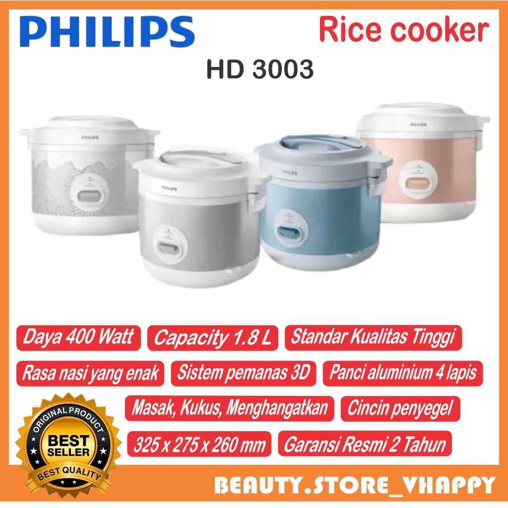 Jual Rice Cooker/Magic com Philips 1.8L 400 Watt HD-3003 Original ...