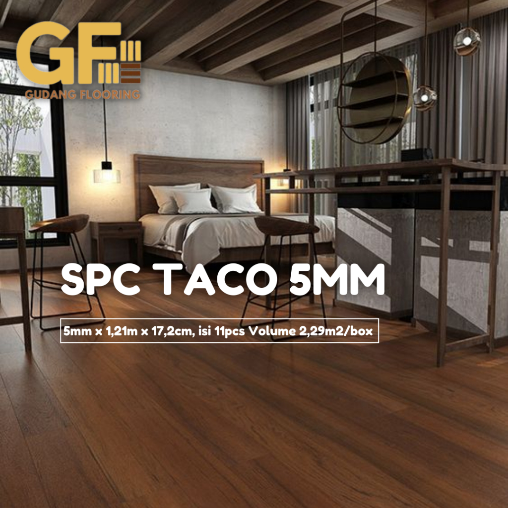 Jual Lantai SPC Vinyl Klik TACO - Click System Flooring Tebal 5mm Berkualitas | Shopee Indonesia