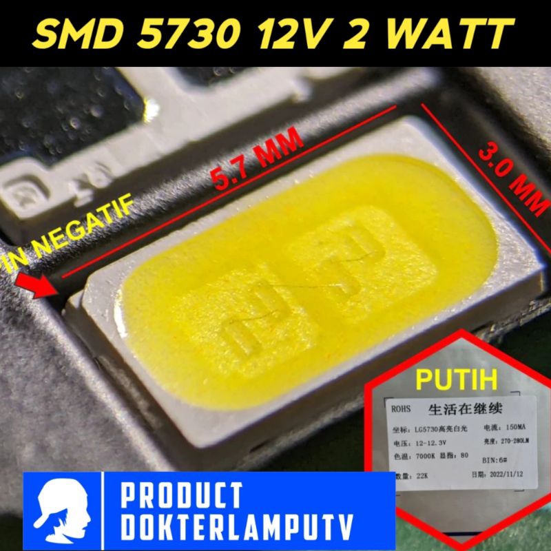 Jual LED SMD 12V 5730 2 WATT 150MA PUTIH 280LM LG5730 LG5630 | Shopee Indonesia