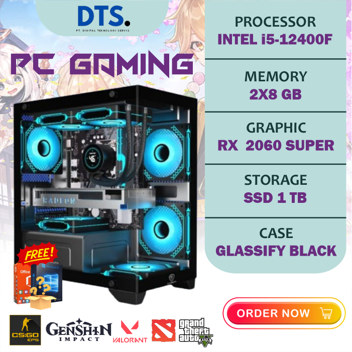 Jual Pc Gaming | Intel i5 12400F | RTX 2060 Super | 16GB RAM | 1TB NVME | Shopee Indonesia