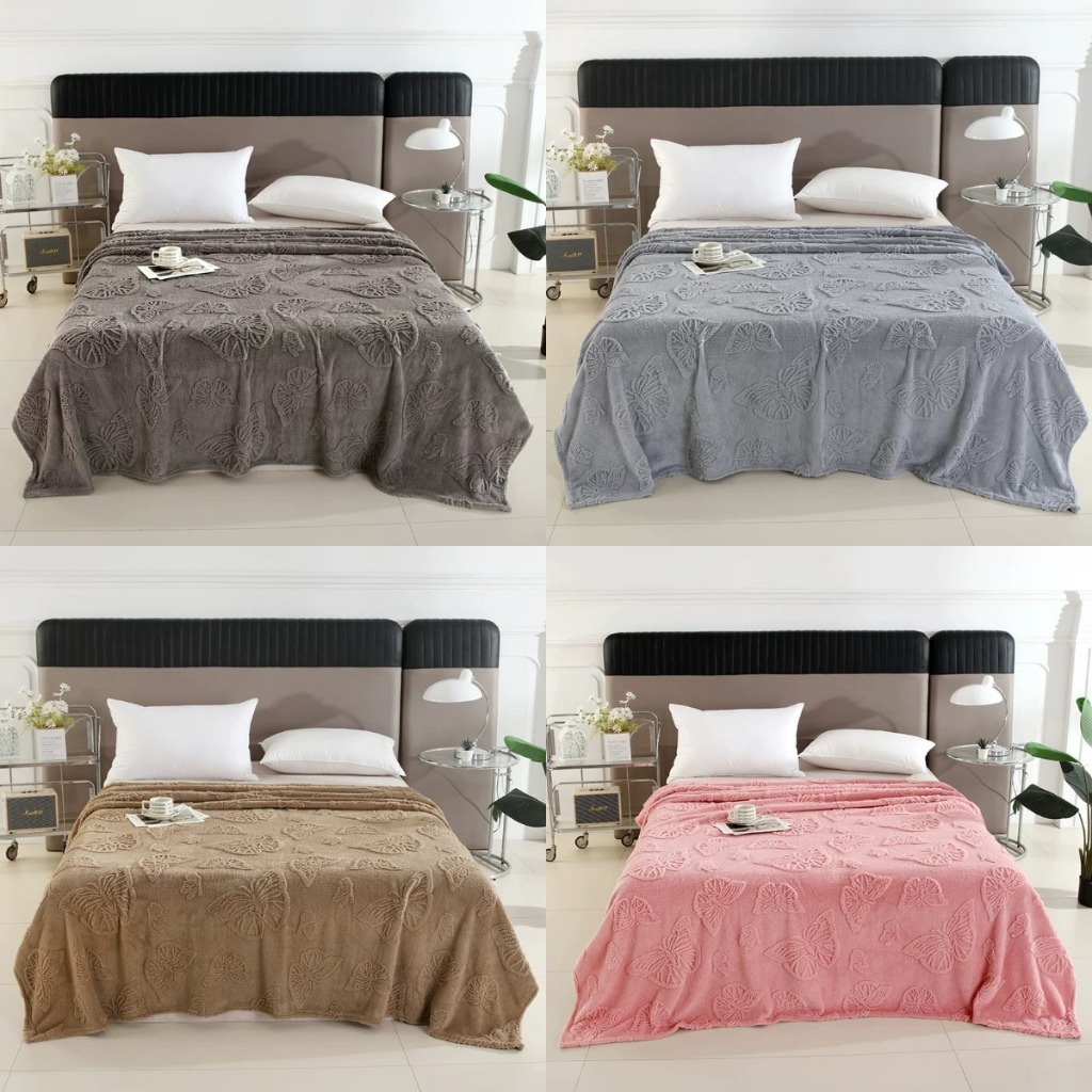 Jual Selimut Bulu Emboss Motif Butterfly Ukuran 180x200/200x230 Cm Bahan Anti Alergi | Shopee ...