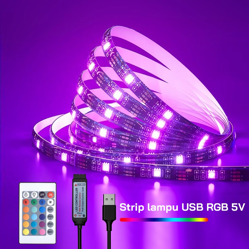 Jual Lampu Strip LED RGB USB CCTV 5050 Putih Hangat IP44 1-5M 5V ...