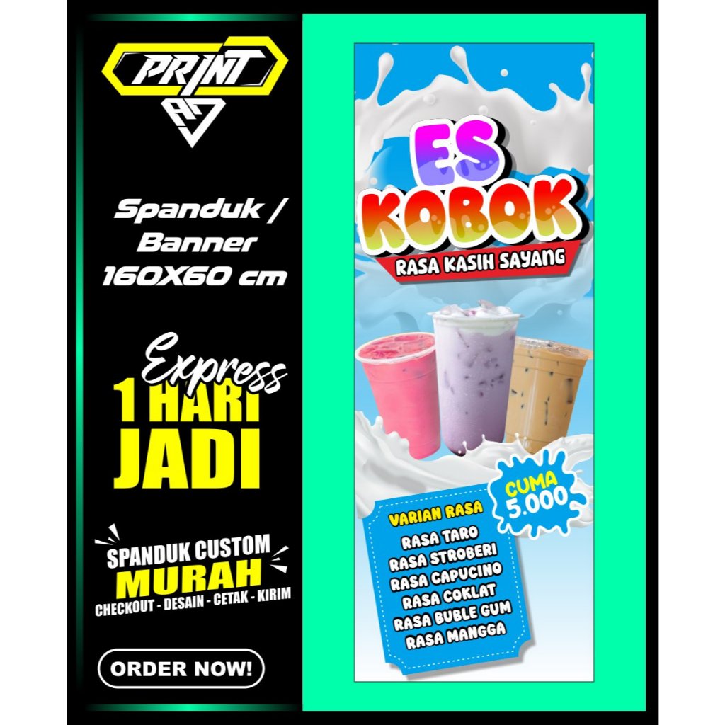 Jual Banner ES KOBOK, Spanduk ES KOBOK 60x160cm, COD, Banner ES KOBOK ...