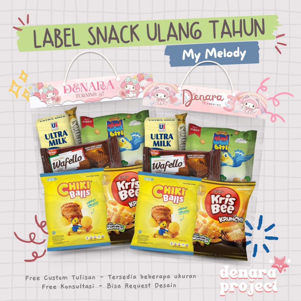 Jual Label Plastik Snack Ulang Tahun Custom / Snack Label Tag Ultah My ...