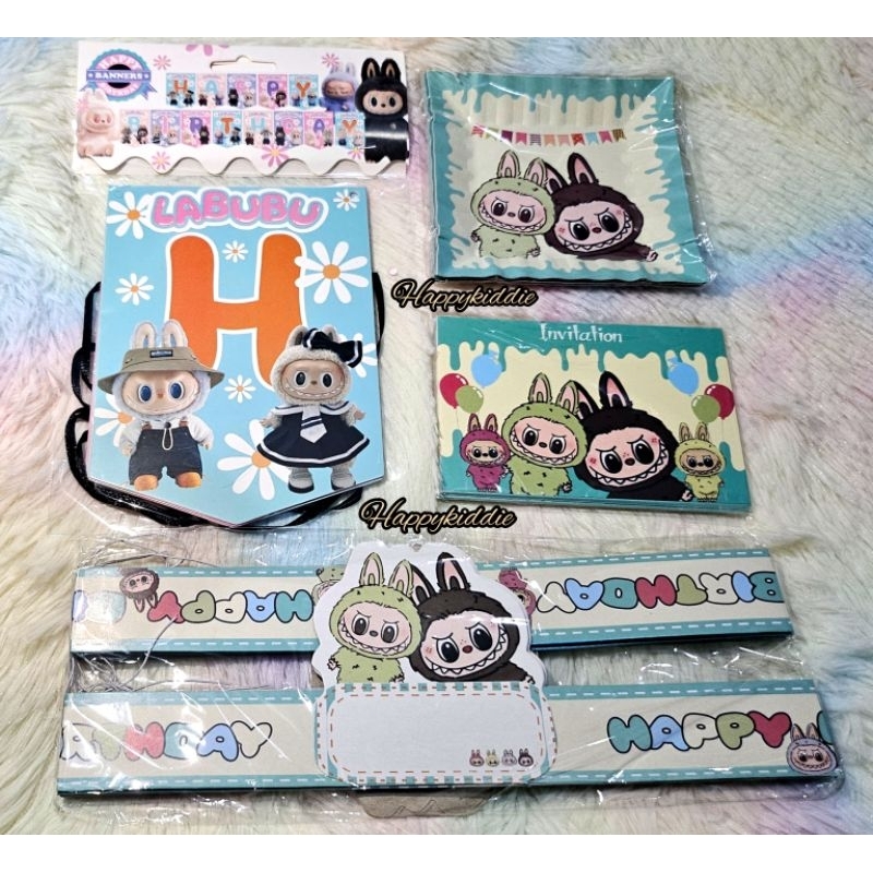 Jual LABUBU PAKET LENGKAP BANNER UNDANGAN TOPI PIRING LABUBU ...