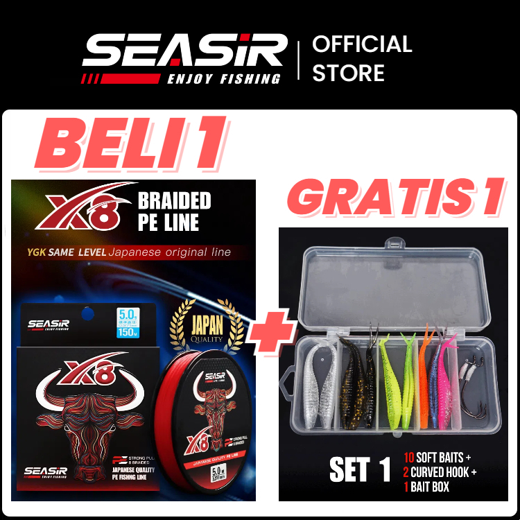 Jual [Beli 1 Gratis 1] SEASIR BULL PRO PE X8 Senar Pancing (150 Meter ...