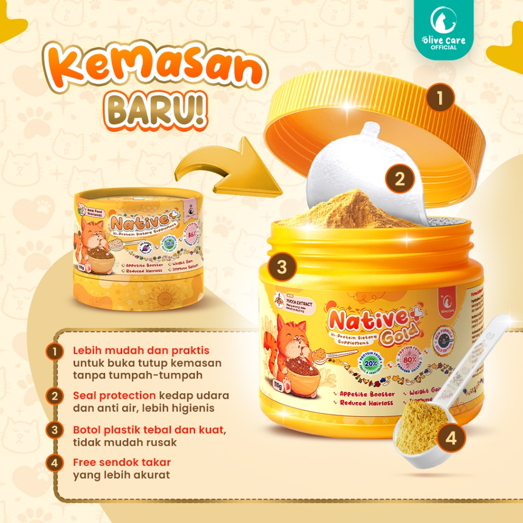 Jual Olive Care Vitamin Kucing Bundling NATIVE+ GOLD (Beli 2 GRATIS 1 ...