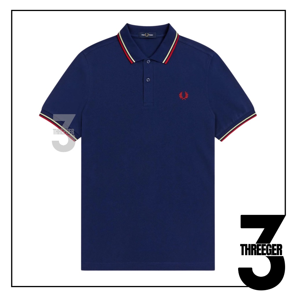 Jual Fred Perry Yellow Red Tipped Polo Navy Original | Shopee Indonesia