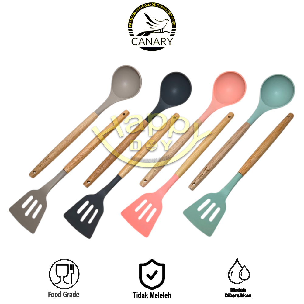Jual SPATULA | SUTIL | SODET | SENDOK SOUP SILICON GG KAYU TAHAN PANAS ...