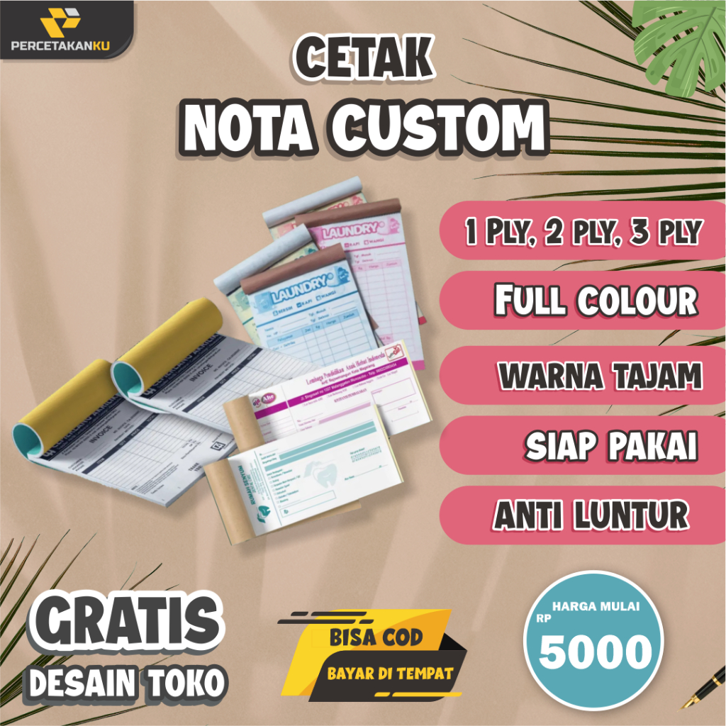 Jual Cetak Nota Costom NCR 1 ply 2ply 3 ply | Shopee Indonesia