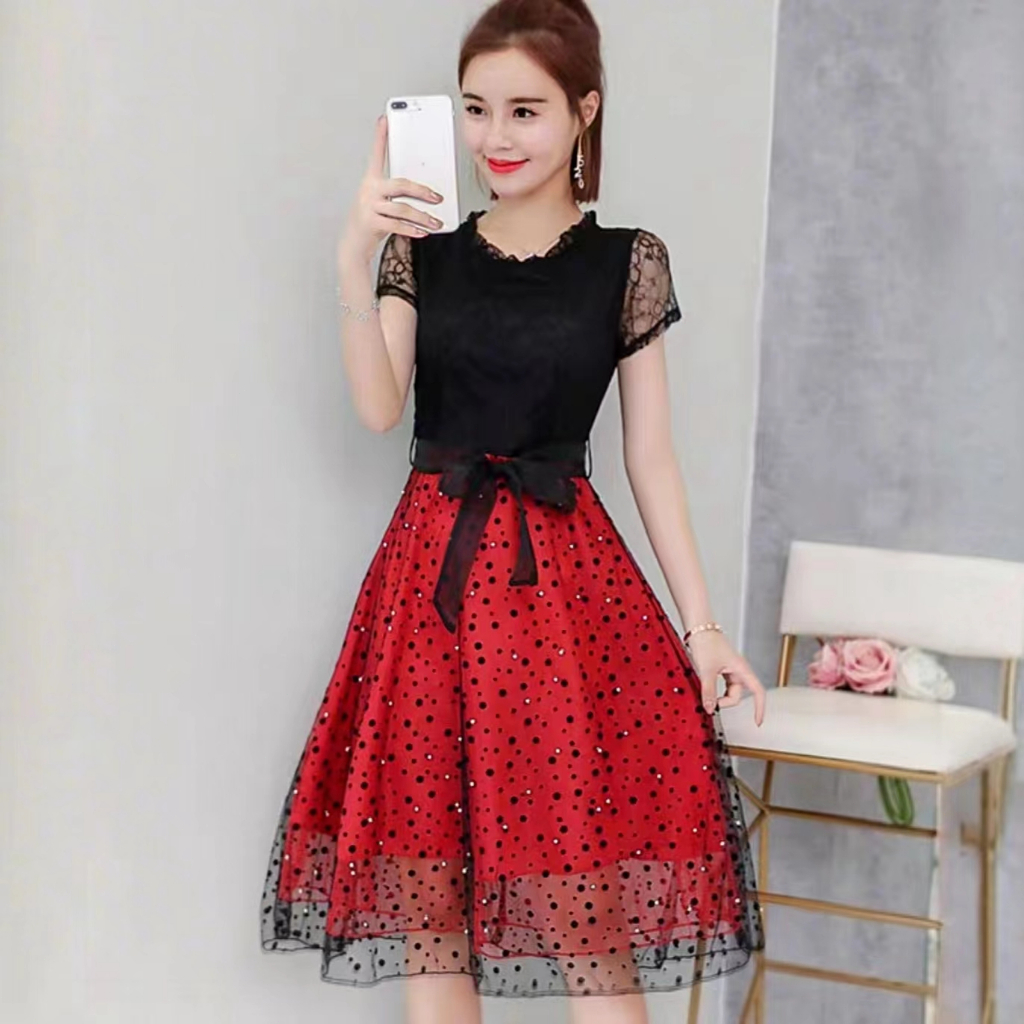 Jual Midi Dress Renda Korean Style | Manis Dress Prewedding Kondangan ...