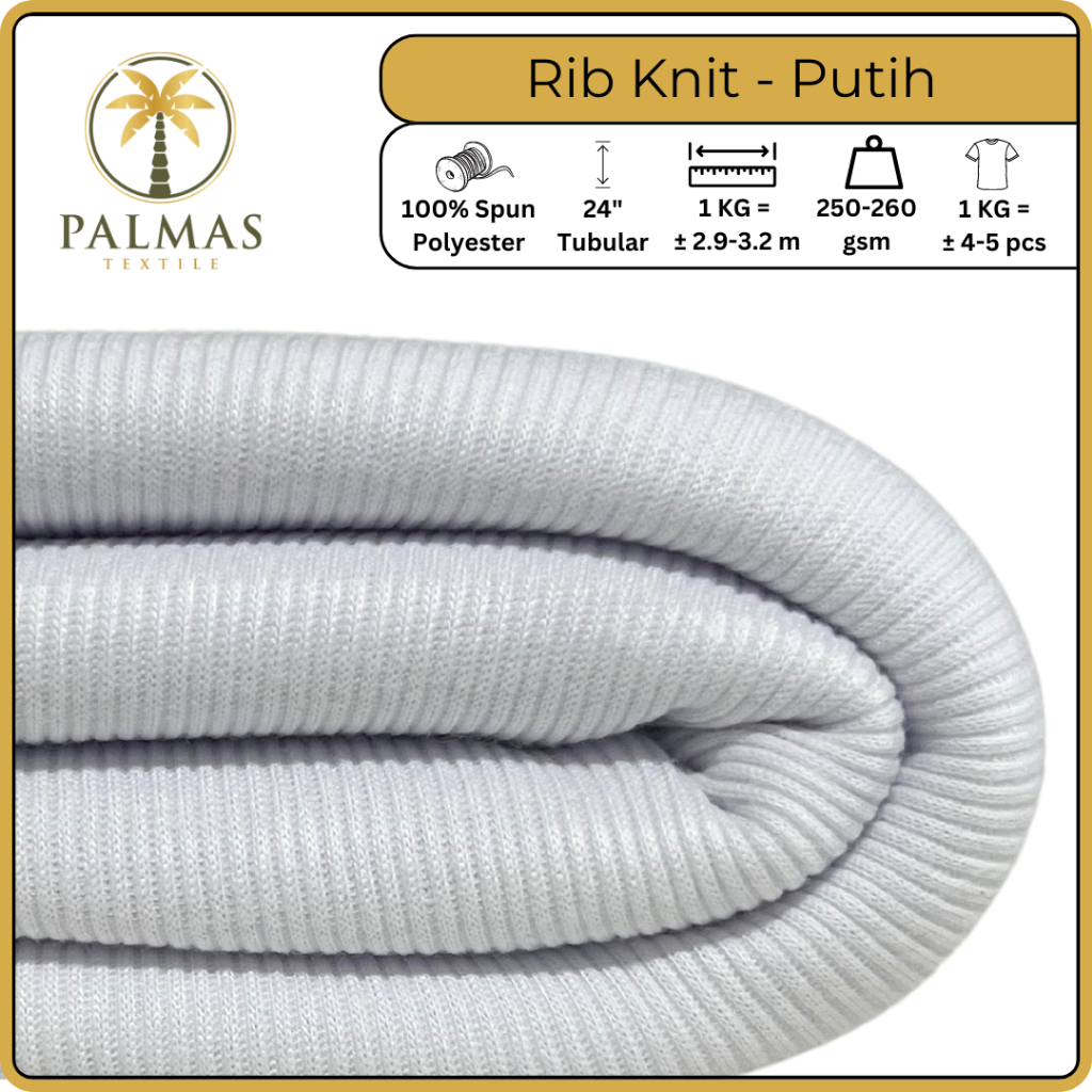 Jual Kain Rib Knit - Putih (Bahan Kaos) | Shopee Indonesia