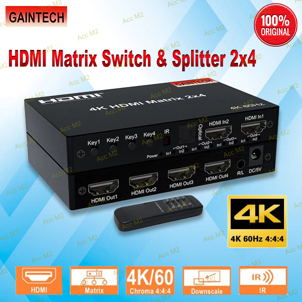 Jual HDMI Matrix Switch Splitter 4x2 / 2x4 2 in 4 out Support 4K 60Hz ...