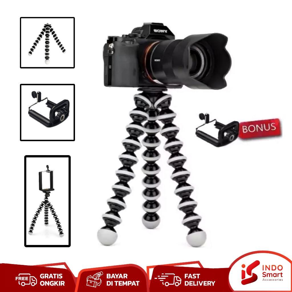 Jual Tongsis Tripod / Gorillapod Size M L XL Tripod Mini Gorilla Pod Flexible Octopus / Tripod ...