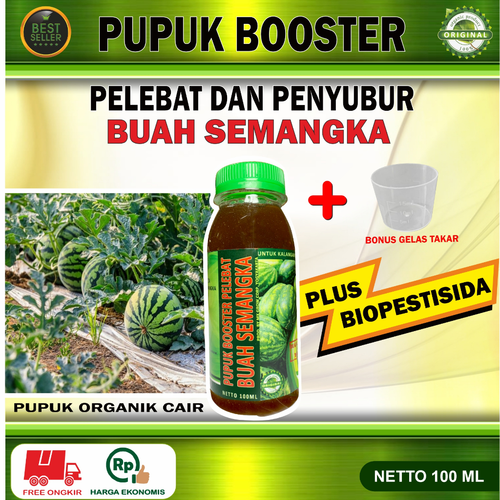 Jual Pupuk Organik Cair Pelebat Penyubur BUAH SEMANGKA 100 ml / Booster BUAH SEMANGKA 100 ml ...