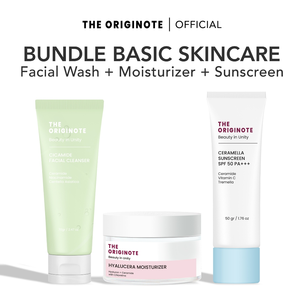 Jual The Originote Bundle Basic Skincare - Facial Wash + Moisturizer + Sunscreen | Shopee Indonesia
