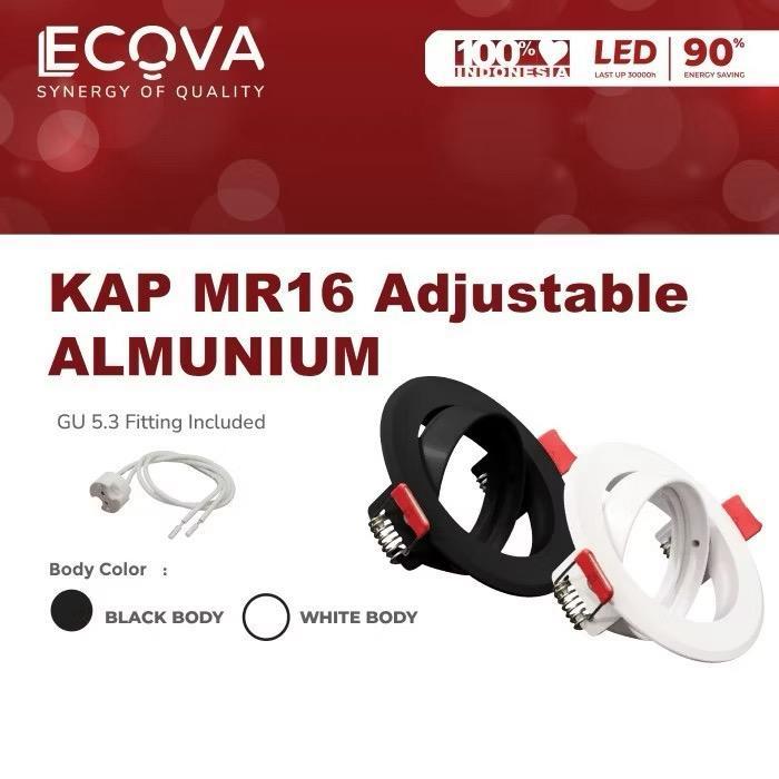 Jual ECOVA - Kap Lampu LED Mr16 GU 5.3 Adjustable Body Almunium Housing Lampu DownLight Sorot ...