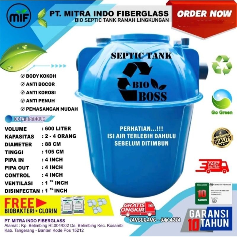 Jual septic tank 600 Liter. Biomif,Biotech,Bioboss,Biofil,Biofilter ...