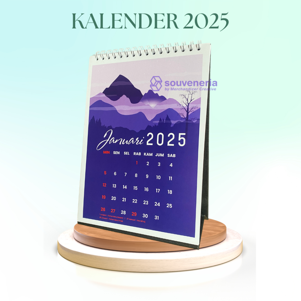 Jual Cetak Kalender Meja 2025 Linen Tema Pegunungan isi 6 Lembar 2 Muka ...