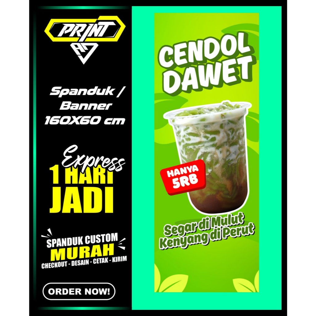Jual Banner CENDOL DAWET. Spanduk CENDOL DAWET 160X60 cm, COD / Banner ...