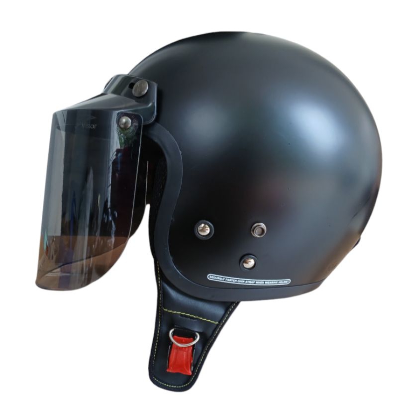 Jual Helm Bogo RETRO PREMIUM dewasa Warna HITAM DOFF Variasi pake pet ...