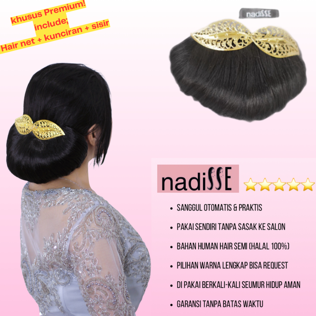 Jual nadiSSE Sanggul Modern Siap Pakai variasi Gold Luxury | Shopee ...