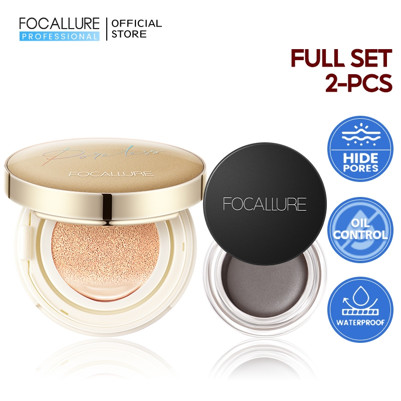 Jual FOCALLURE 2PCS Set Eyebrow Cream & Poreless Cushion | Shopee Indonesia