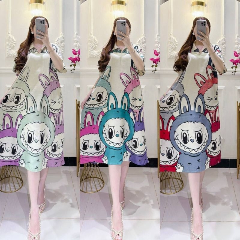 Jual DASTER MOTIF LABUBU KUNTI BOGEL / DRESS LABUBU VIRAL / DASTER ...