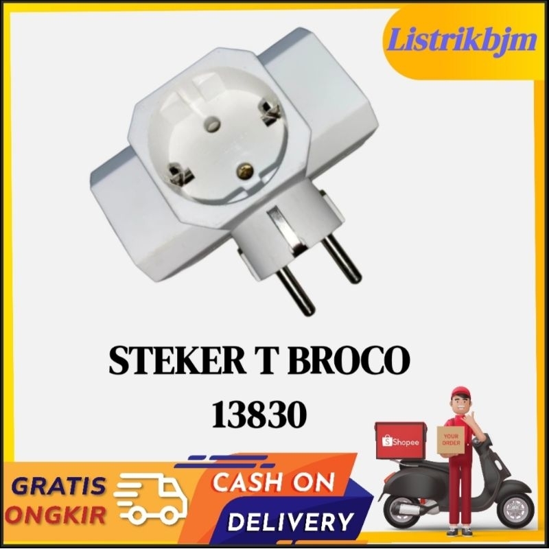 Jual STEKER T-ARDE BROCO PUTIH / COLOKAN T ARDE CABANG KAKI 3 | Shopee ...