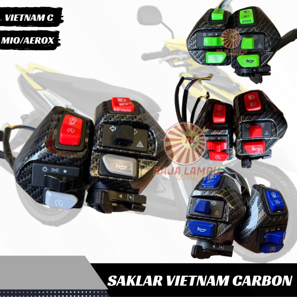 Jual SAKLAR VIETNAM CARBON MIO AEROX YAMAH PNP SHOCKET HIJAU BIRU MERAH ...