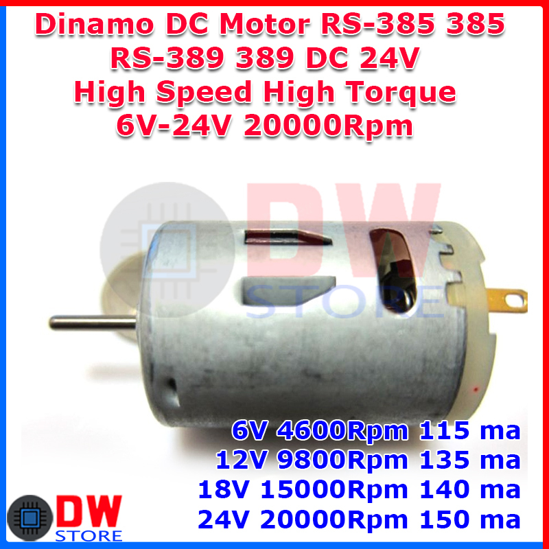 Jual Dinamo DC Motor RS385 RS-385 RS389 RS-389 High RPM Speed High Torque DC 24V 6V-24V | Shopee ...