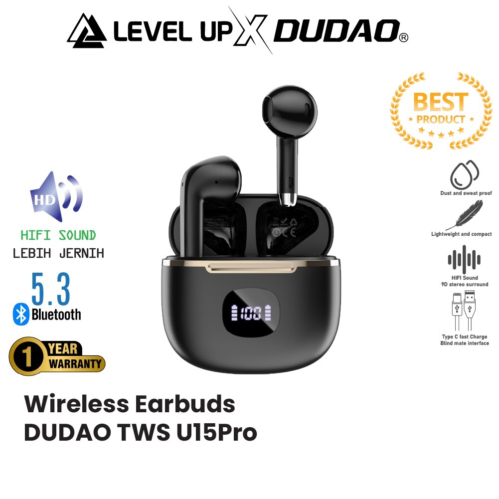 Jual LEVEL UP x DUDAO TWS Earbuds Stereo Upgrade U15PRO Bluetooth 5.3 ...