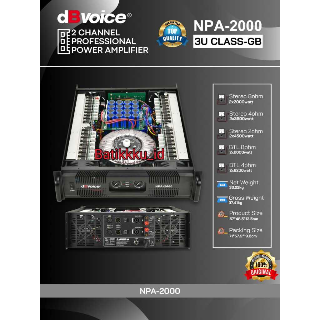 Jual Power Amplifier dBvoice NPA 2000 NPA2000 Original 2 x 2000 Watt ...