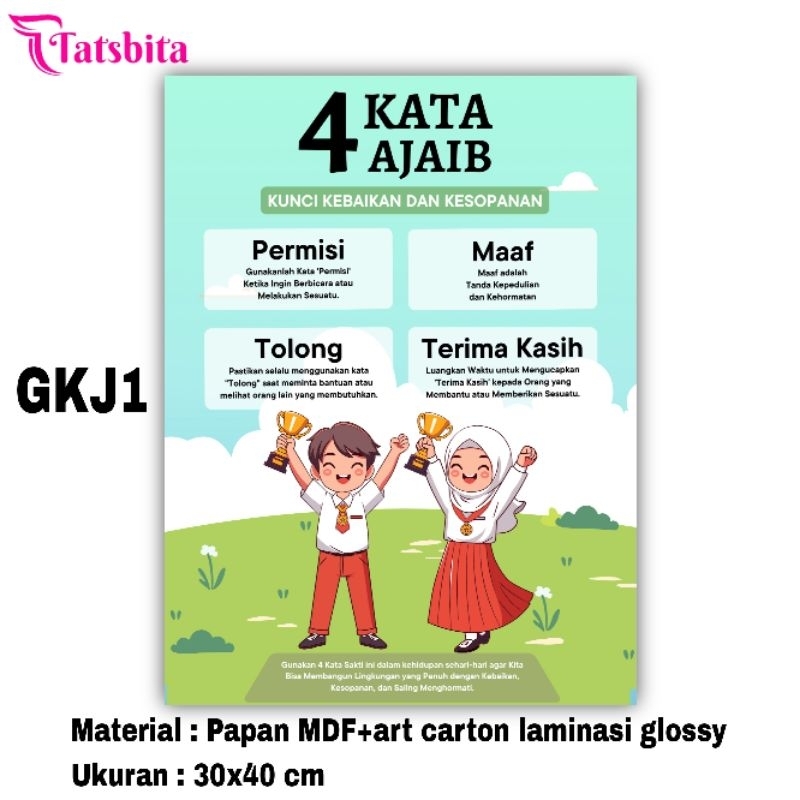 Jual TATSBITA Pajangan Hiasan Dinding Dekorasi Wall Decor 4 Kata Ajaib, Permisi, Maaf, Tolong ...