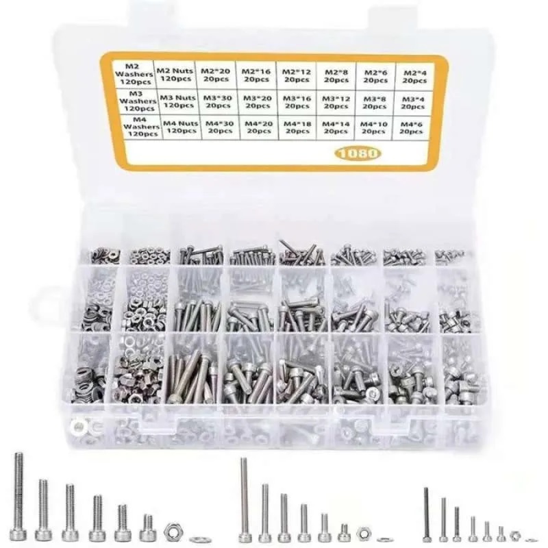 Jual Baut Mur Washer Ring Set Bulat Hex M2 M3 M4 Paket 1080 pcs Kunci L ...