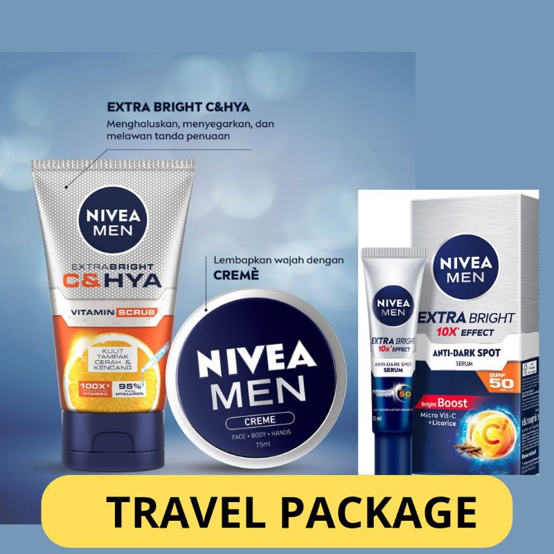 Jual Nivea Men Extra Bright C&HYA + Nivea men Creme 30ml + Nivea men ...