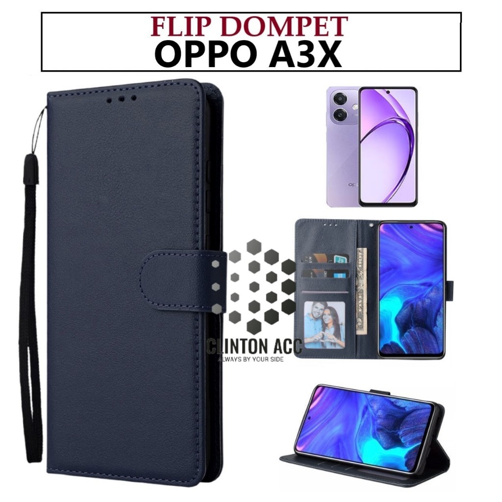 Jual CASE HP OPPO A3X FLIP WALLET LEATHER DOMPET KULIT SOFTCASE PREMIUM ...