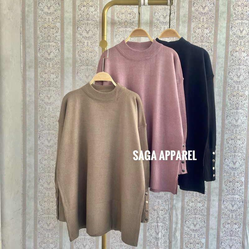 Jual DELVI BLOUSE RAJUT TEBAL WANITA MOTIF POLOS DENGAN VARIASI KANCING ...