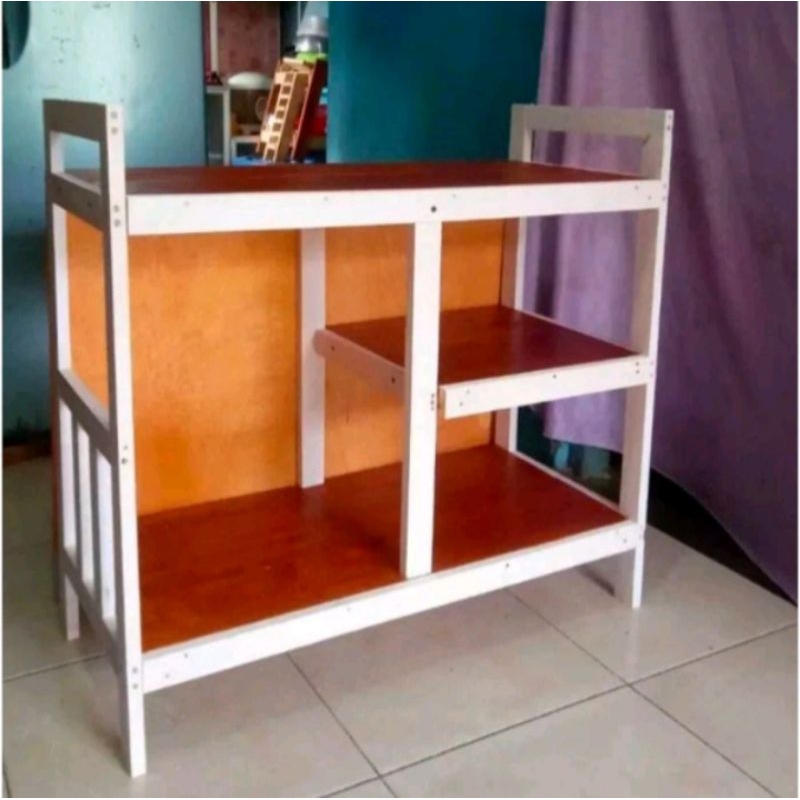 Jual rakk serbagunaa kayu/meja kompor 2 tungku/rak kompor/rak susun/rak ...