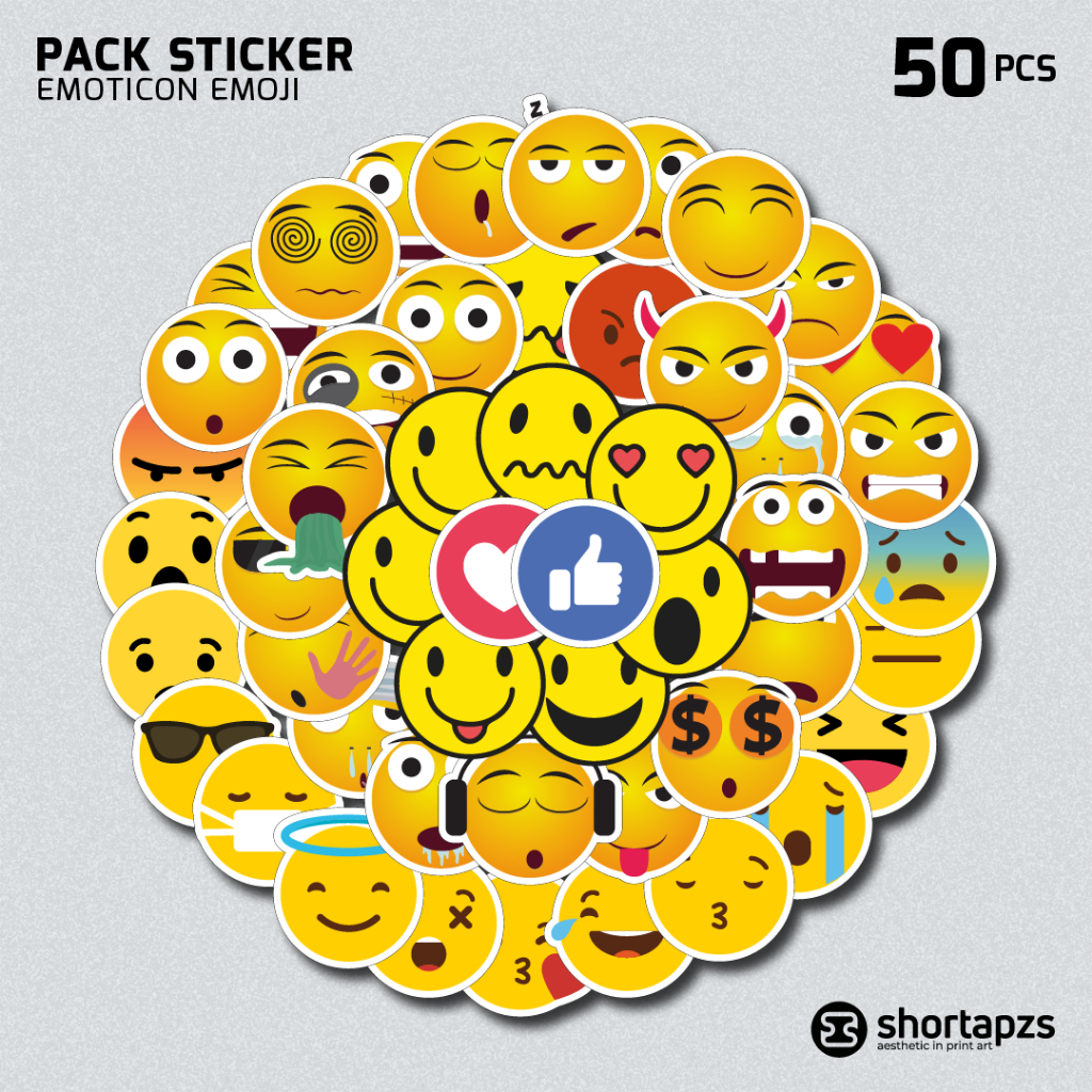 Jual PACK STIKER 50 PCS EMOJI EMOTICON | STIKER ESTETIK LAPTOP HP ...