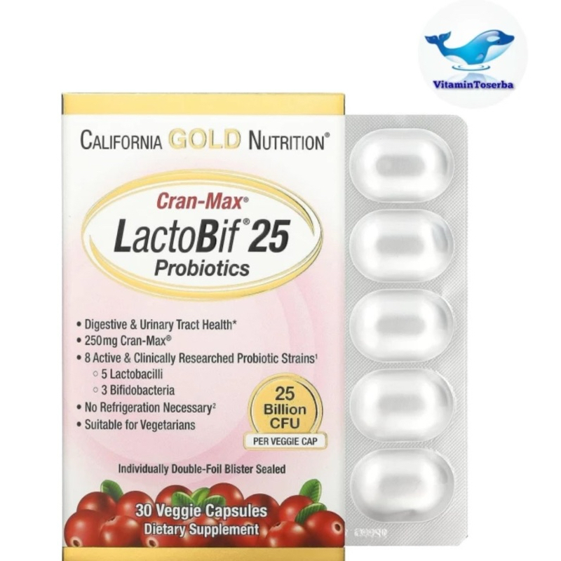 Jual California Gold Nutrition Cran-Max LactoBif 25 Probiotics (CranMax ...