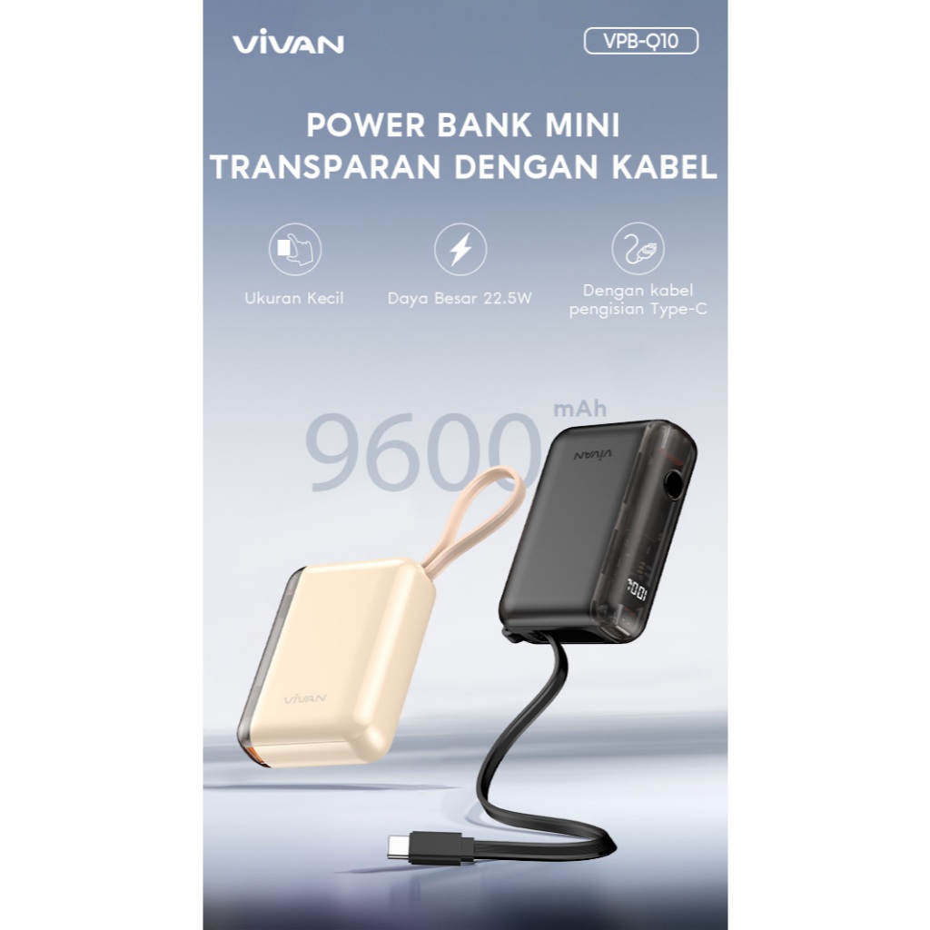 Jual VIVAN Mini Powerbank VPB-Q10 | 9600 mAh 22.5W Fast Charging ...