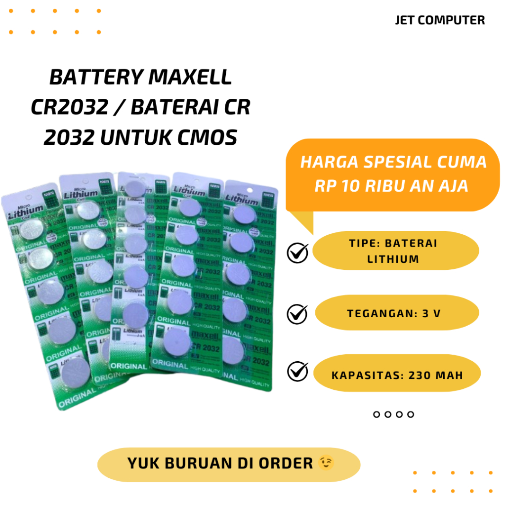Jual BATRE CMOS CR2032 ( per biji baterai ) CMOS MAXEL TIMBANGAN/SCALE ...