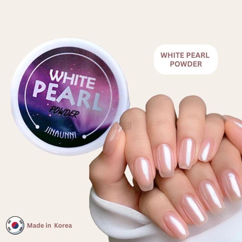 Jual Jinaunni White Pearl Powder Chrome Nail Hailey Beiber Korea ...