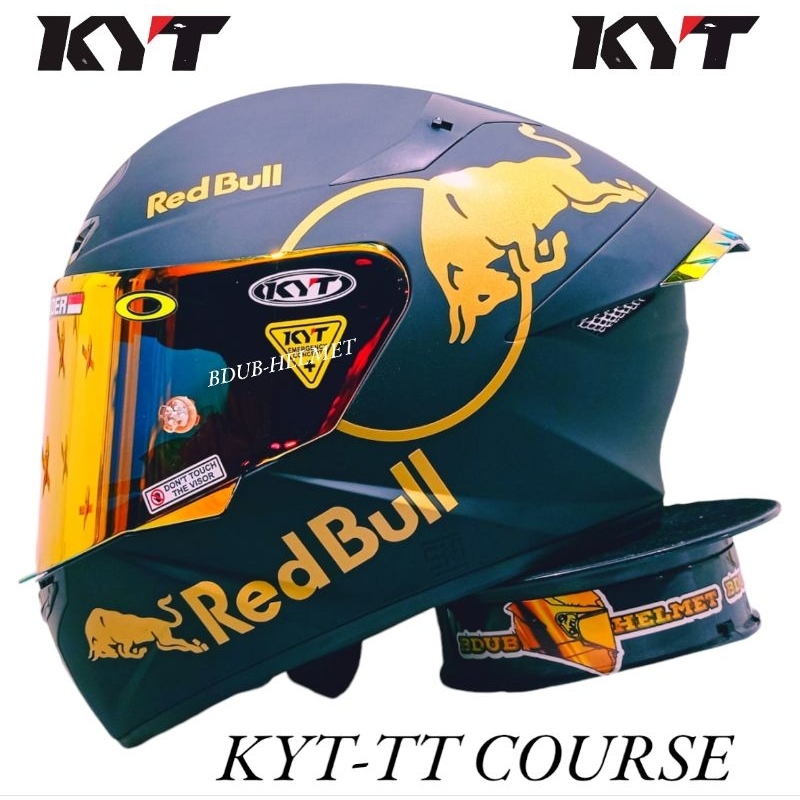 Jual Helm KYT TT course Black dof red-bull paket ganteng 100% original KYT | Shopee Indonesia