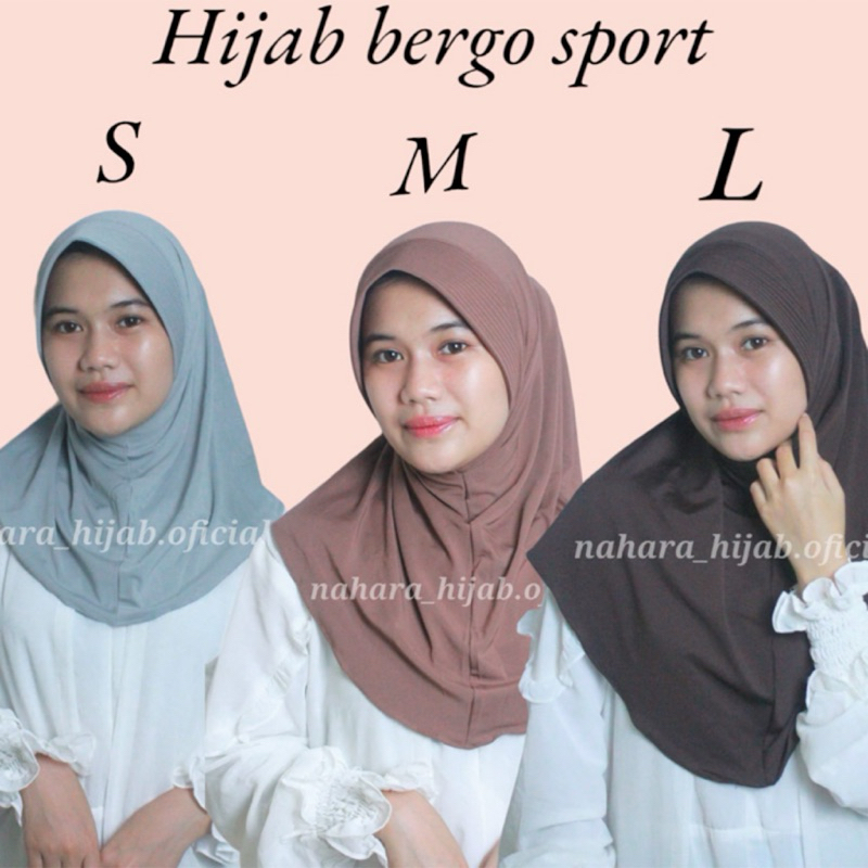 Jual Jilbab Bergo Sport Sporty Jersey Al Size Ukuran ( S M L ) Menutup Dada / Kerudung Bergo ...