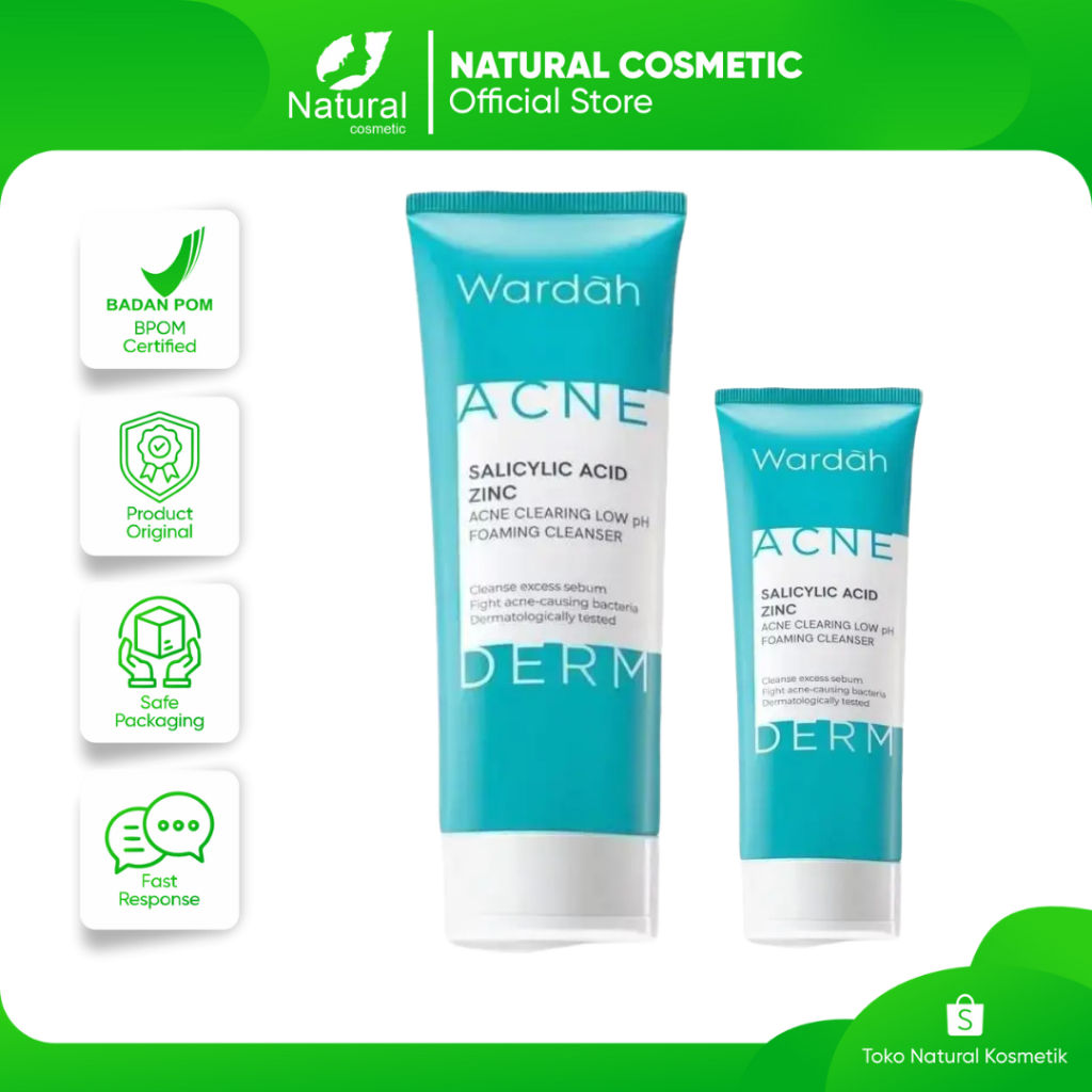 Jual Wardah Acnederm Salicylic Acid Zinc Acne Clearing Low pH Foaming ...